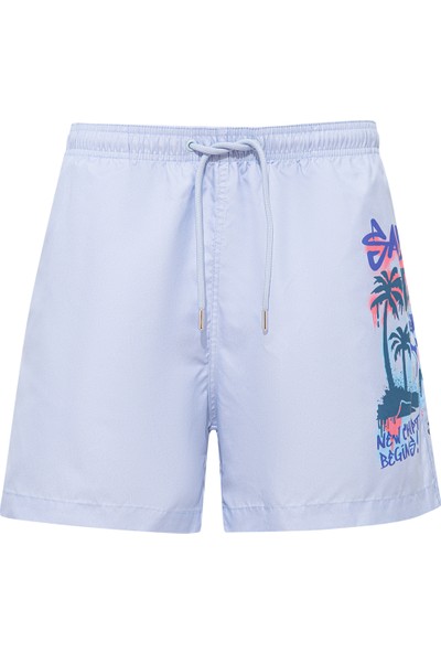 Mavi Baskılı Gri Mayo Şort Mavi Baskılı Gri Mayo Şort