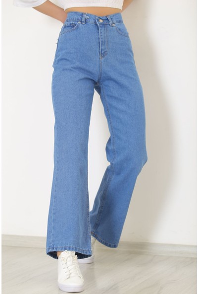 Hn Tekstil Hn Collection Palazzo Kot Pantolon Açıkmavi