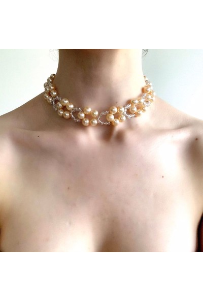 Leylantakı Kadın Bej Inci Tasma Kolye