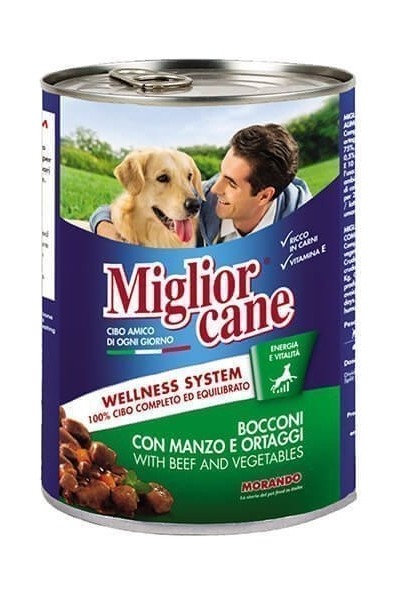 Miglior Cane Parça Etli Biftekli ve Sebzeli Konserve Köpek Maması 405 gr Miglior Cane Parça Etli Biftekli ve Sebzeli Konserve Köpek Maması 405 gr
