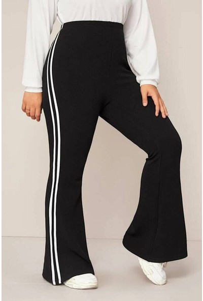 Kadın Dalgıç Kumaş Yüksek Bel Toparlayıcı Likralı Şeritli Ispanyol Paça Pantolon Kadın Dalgıç Kumaş Yüksek Bel Toparlayıcı Likralı Şeritli Ispanyol Paça Pantolon