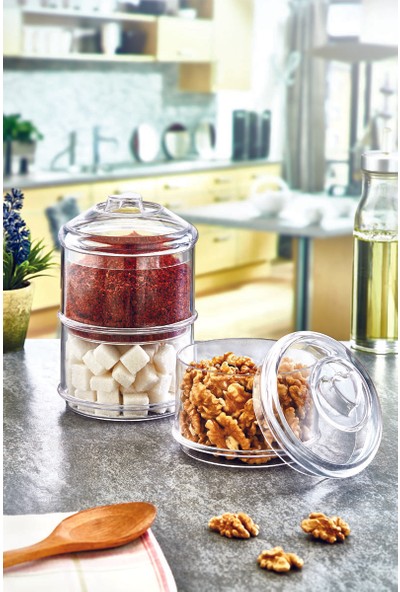 Grimor Life Kalpli Akrilik Kristal Lüx 2 Katlı Servis Sunum Seti