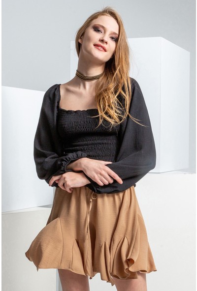 Thetwin2Z Lastikli Balon Kol Bluz