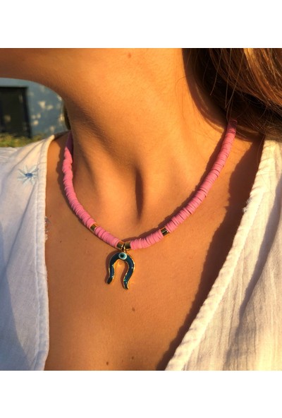 Misshing Kadın Hamur Gümüş Cam Nazar Boncuk Uç Kolye