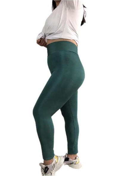 Parla Kadın Büyük Beden Toparlayıcı Yüksek Bel Yeşil Tayt PS493