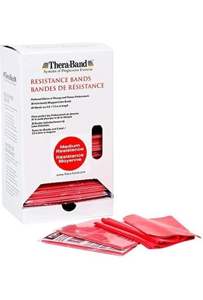 Thera-Band Kırmızı Egzersiz Pilates Bandı Lastiği 1.5 Metre Paketli Thera-Band Kırmızı Egzersiz Pilates Bandı Lastiği 1.5 Metre Paketli