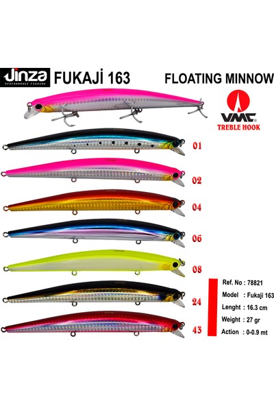 Jinza Fukaji 163 mm 27 gr Maket Balık Jinza Fukaji 163 mm 27 gr Maket Balık