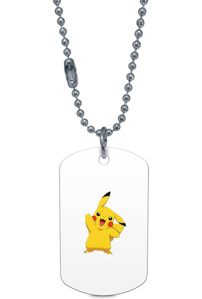 Rowalsi Pikachu Pokemon Gümüş Renk Künye / Kolye DFT1052 Rowalsi Pikachu Pokemon Gümüş Renk Künye / Kolye DFT1052