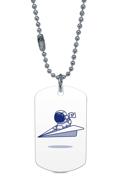 Rowalsi Kağıt Uçakla Astronot Gümüş Renk Künye / Kolye DFT1867 Rowalsi Kağıt Uçakla Astronot Gümüş Renk Künye / Kolye DFT1867