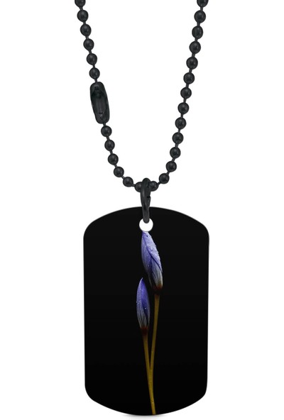 Rowalsi Çiçek Siyah Renk Künye / Kolye DFT2888