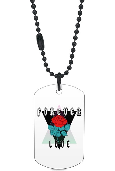 Rowalsi Forever Love Siyah Renk Künye / Kolye DFT1572 Rowalsi Forever Love Siyah Renk Künye / Kolye DFT1572