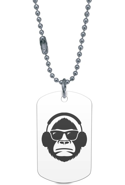 Rowalsi Goril Gümüş Renk Künye / Kolye DFT1597