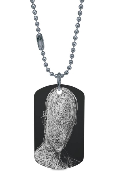 Rowalsi Soyut Insan Gümüş Renk Künye / Kolye DFT3076