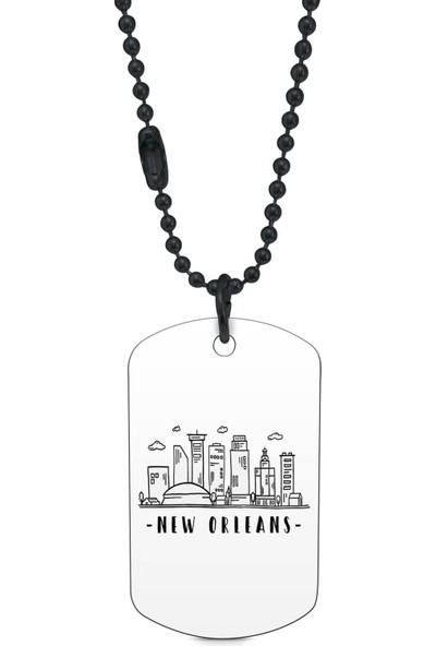 Rowalsi New Orleans Siyah Renk Künye / Kolye DFT2949 Rowalsi New Orleans Siyah Renk Künye / Kolye DFT2949