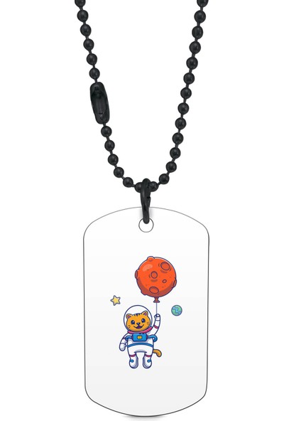 Rowalsi Uzay Kedisi Siyah Renk Künye / Kolye DFT1880