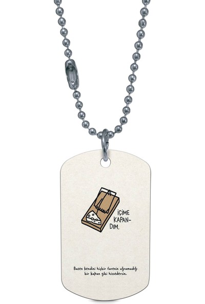 Rowalsi Içime Kapandım Gümüş Renk Künye / Kolye DFT4942 Rowalsi Içime Kapandım Gümüş Renk Künye / Kolye DFT4942