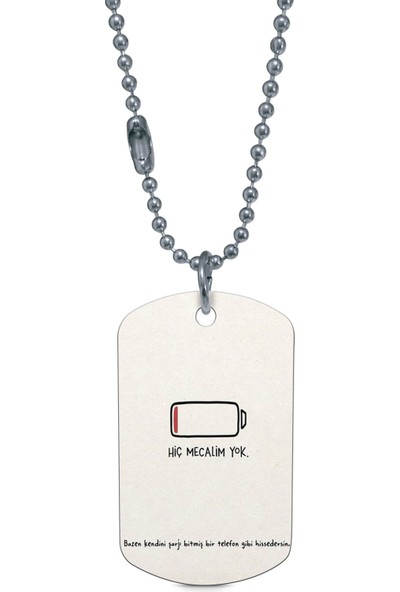 Rowalsi Hiç Mecalim Yok Gümüş Renk Künye / Kolye DFT4184 Rowalsi Hiç Mecalim Yok Gümüş Renk Künye / Kolye DFT4184