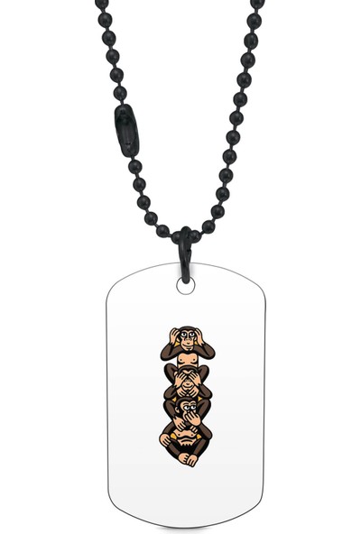 Rowalsi 3 Maymun Siyah Renk Künye / Kolye DFT5822