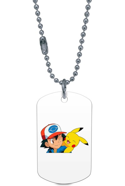 Rowalsi Ash Pikaçu Gümüş Renk Künye / Kolye DFT1825