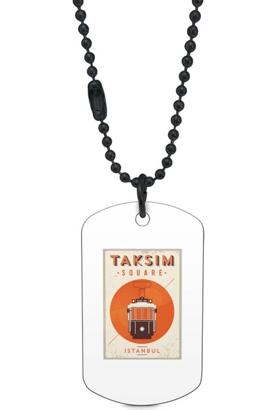 Rowalsi Istanbul Taksim Siyah Renk Künye / Kolye DFT2279