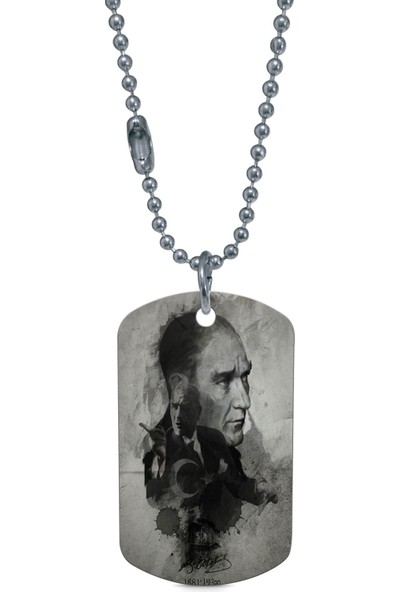 Rowalsi Atatürk Gümüş Renk Künye / Kolye DFT3779