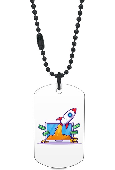 Rowalsi Uzay Mekiği Siyah Renk Künye / Kolye DFT1850