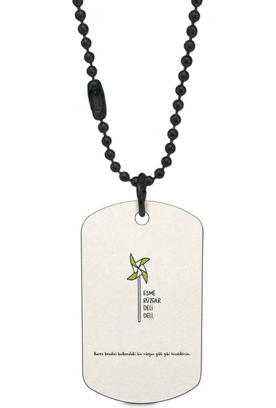Rowalsi Esme Rüzgar Siyah Renk Künye / Kolye DFT5007 Rowalsi Esme Rüzgar Siyah Renk Künye / Kolye DFT5007