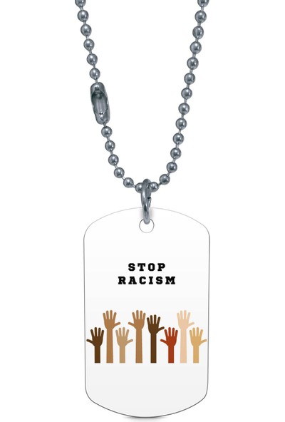 Rowalsi Stop Racism Gümüş Renk Künye / Kolye DFT989 Rowalsi Stop Racism Gümüş Renk Künye / Kolye DFT989