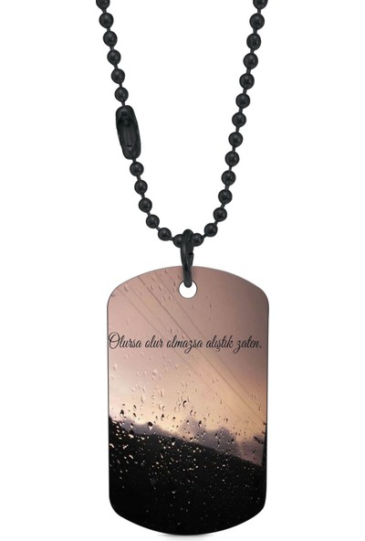 Rowalsi Olursa Olur Siyah Renk Künye / Kolye DFT2461