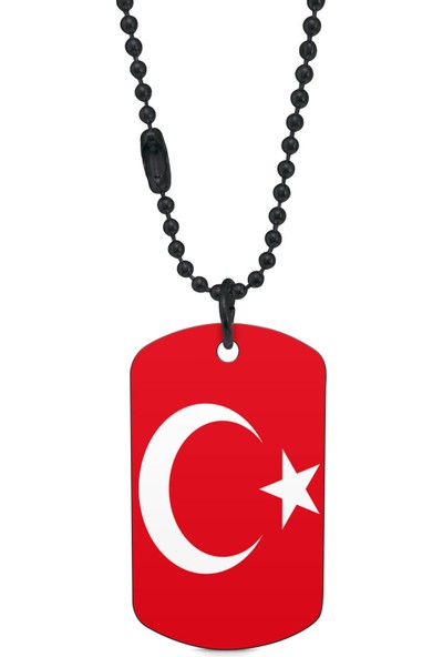 Rowalsi Türkiye Bayrağı Siyah Renk Künye / Kolye DFT5497 Rowalsi Türkiye Bayrağı Siyah Renk Künye / Kolye DFT5497