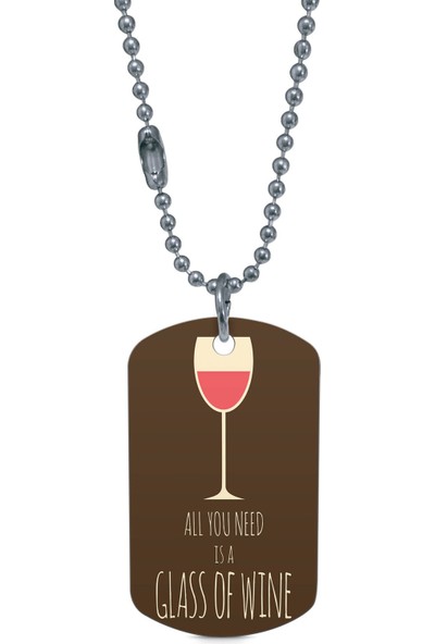 Rowalsi Glass Of Wine Gümüş Renk Künye / Kolye DFT5196 Rowalsi Glass Of Wine Gümüş Renk Künye / Kolye DFT5196