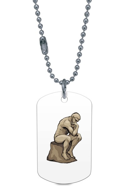 Rowalsi Düşünen Adam Gümüş Renk Künye / Kolye DFT1374