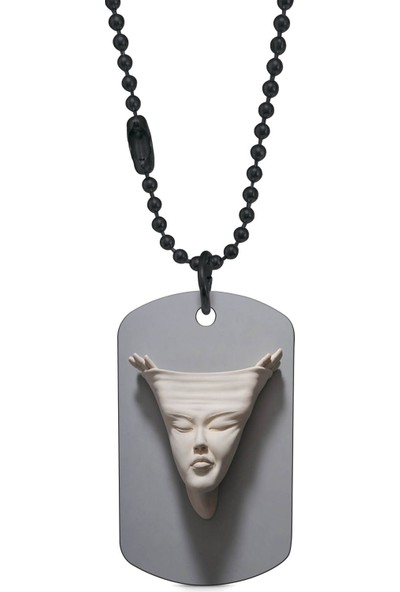 Rowalsi Heykel Yüz Siyah Renk Künye / Kolye DFT3084