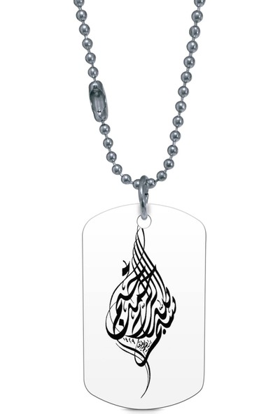 Rowalsi Hat Sanatı Gümüş Renk Künye / Kolye DFT3096