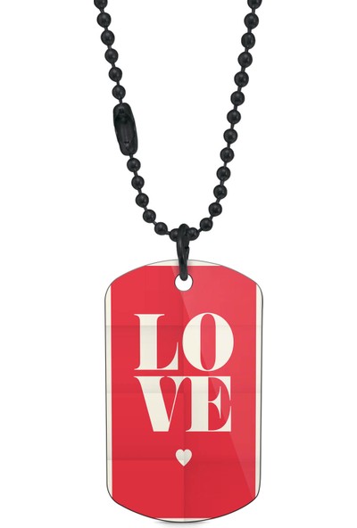 Rowalsi Love Siyah Renk Künye / Kolye DFT541 Rowalsi Love Siyah Renk Künye / Kolye DFT541