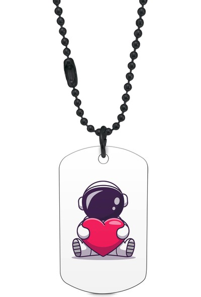 Rowalsi Astronot Kalbi Siyah Renk Künye / Kolye DFT1851 Rowalsi Astronot Kalbi Siyah Renk Künye / Kolye DFT1851