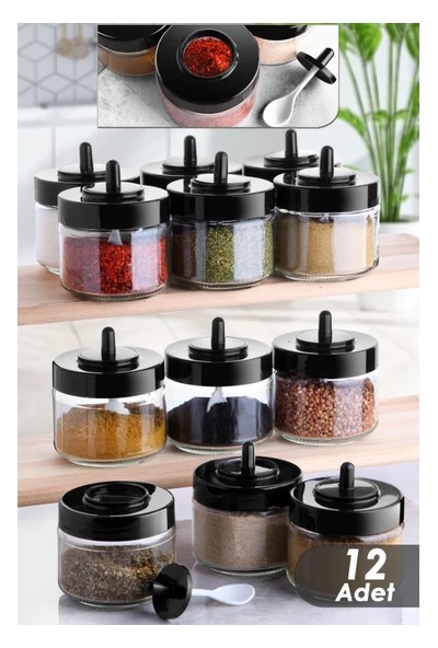 Albak Life 12 Adet Kapağı Kendinden Kaşıklı Baharatlık Seti Albak Life 12 Adet Kapağı Kendinden Kaşıklı Baharatlık Seti