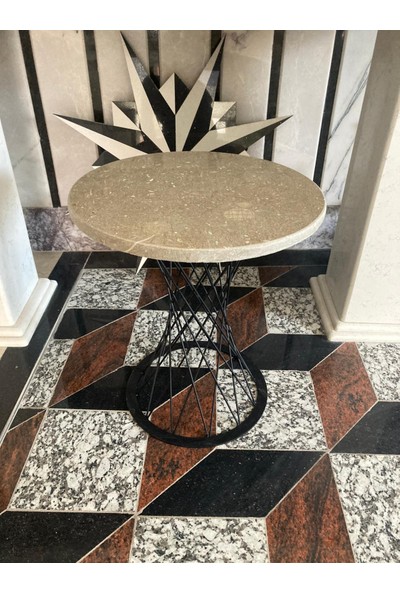 Rustik Yeşili Mermer Yan Sehpa