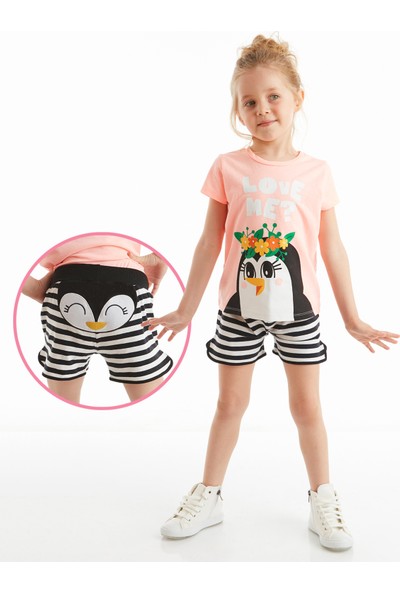 Denokids Love Me Kız Şort Takım
