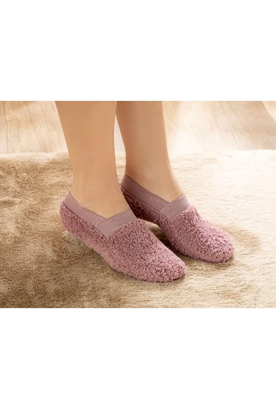 New Soft Silvery Peluş Kadın Peluş Çorap 36-38 Gül Kurusu