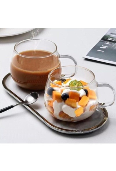 Yzhome 2'li Borosilikat Cam Bardak Kupa 400ML