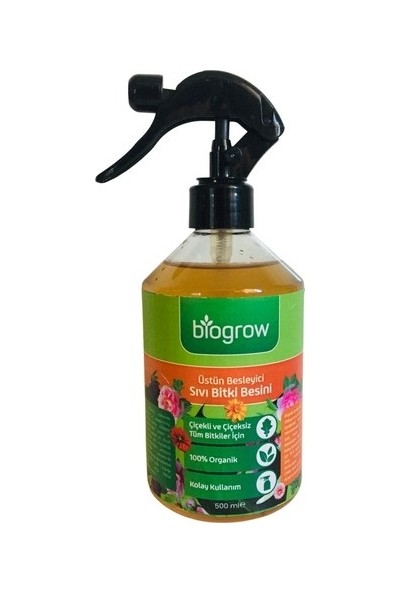 Biogrow Üstün Besleyici Organik Içerikli Çiçekli Çiçeksiz Bitkiler Için Sıvı Bitki Besini Vitamini 500 ml Biogrow Üstün Besleyici Organik Içerikli Çiçekli Çiçeksiz Bitkiler Için Sıvı Bitki Besini Vitamini 500 ml
