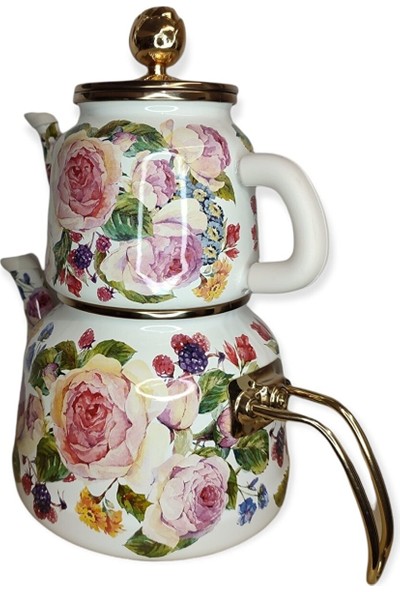 Miss Betty Emaye Çaydanlık Seti Gül Desen Deluxe Rose Miss Betty Emaye Çaydanlık Seti Gül Desen Deluxe Rose