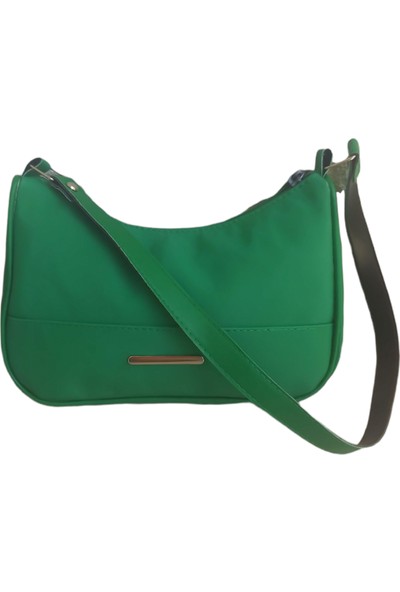 Madamlina Kadın Yeşil Saten Baguette El ve Omuz Çantası