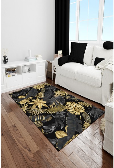 Ka Desing Modern Gold Yaprak Detaylı Tasarım Ince Yıkanabilir Yazlık Salon Mutfak Antre Halısı Ka Desing Modern Gold Yaprak Detaylı Tasarım Ince Yıkanabilir Yazlık Salon Mutfak Antre Halısı