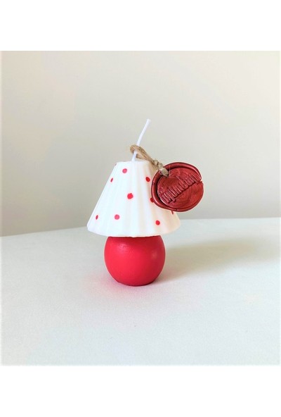 Mumdan Candle Soya Wax Çilek Kokulu Kırmızı-Beyaz Abajur Mum Candle