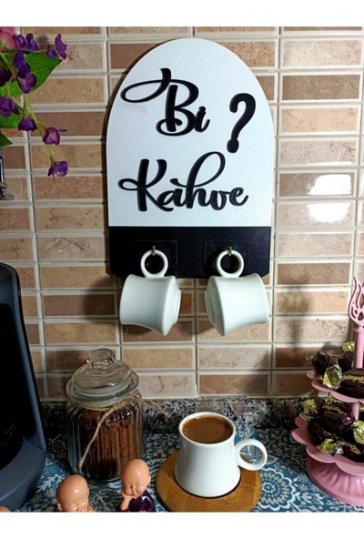 Duvar Dekorasyon Dekoratif Kupalık Fincan Askılığı 2 Li Bi Kahve Tasarımı