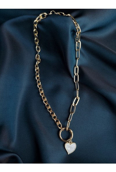 Dilek's Accessories Altın Kaplama Sedefli Kalp Kolye