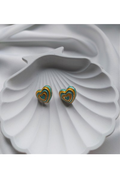 Dilek's Accessories Renkli Mineli Kalp Küpe Dilek's Accessories Renkli Mineli Kalp Küpe