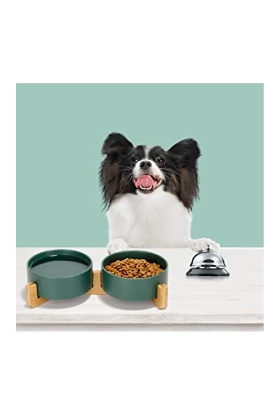 HF Home Feeling Bambu Standlı Seramik Kedi-Köpek Mama Kabı Ikili 850ML HF Home Feeling Bambu Standlı Seramik Kedi-Köpek Mama Kabı Ikili 850ML
